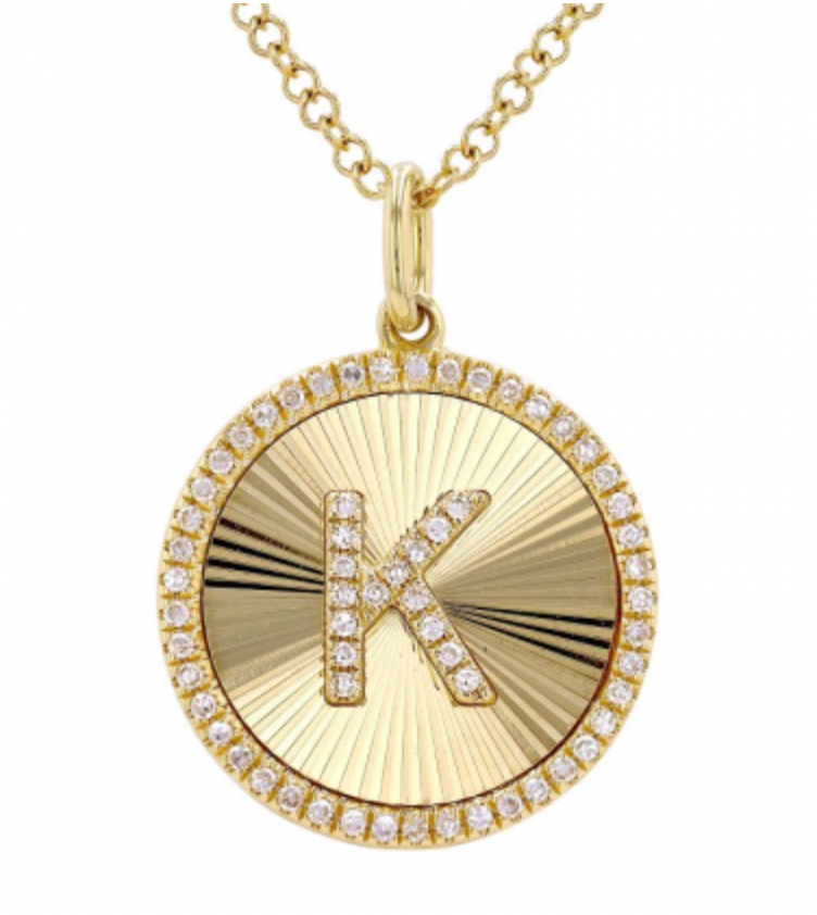 Diamond Initial Disc Pendant On Chain – Ellen Lux Jewelry
